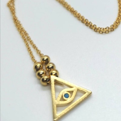 Triangle Evil Eye Pendant in Matte Gold, P7-R2, 1 Piece, 14mm, Scratch ...