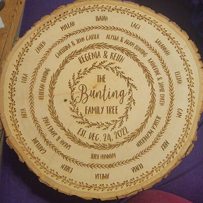 Wood Family Tree Chart Personalized Fathers Day Gift for - Etsy