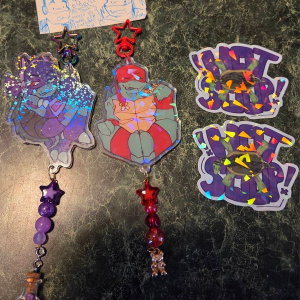 Raph ROTTMNT Keychain With Beads - Etsy