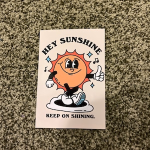 Sun Retro Character Wall Decor, Retro Quote Wall Print, Vintage Poster ...