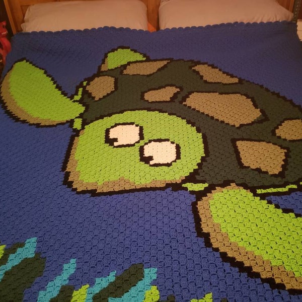 Crochet Turtle Pattern, C2C Crochet Blanket Pattern With Written ...