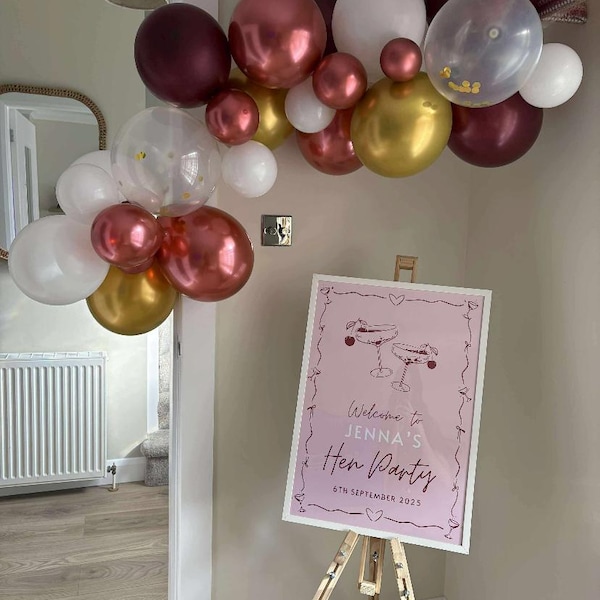 Custom Hen Do Welcome Sign Pink and Red Bows Cherry on Top Theme Hen ...