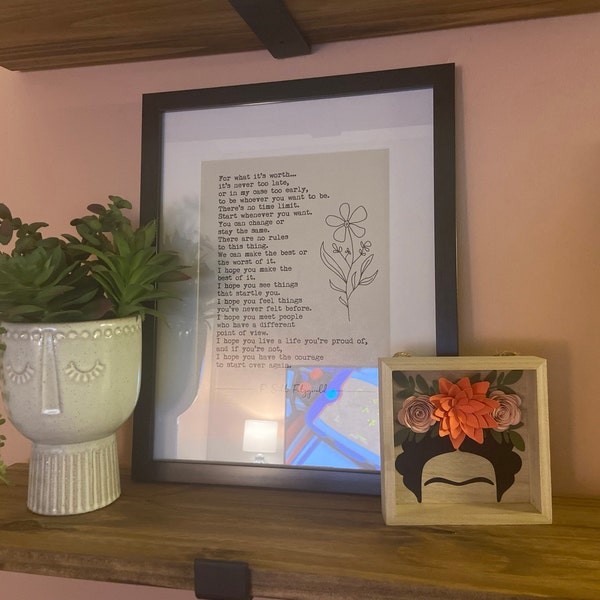 Mason Jar 3D Flower Bouquet Wood Mini Shadow Box L Wall Art Home Decor ...