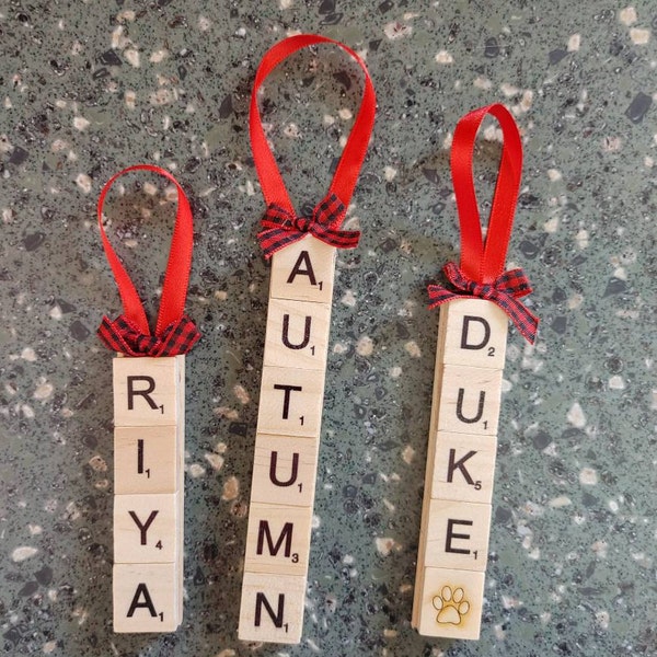 Personalized Scrabble Letter Name Ornaments, Christmas 2023, Timeless ...