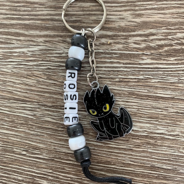 Personalised Name Key Chain Toothless Dragon Charm Keyring Chain Enamel ...