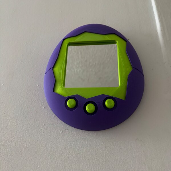 Tamagotchi Wall Mirror Purple & Blue Mini 3D Printed Hanging Home Decor ...