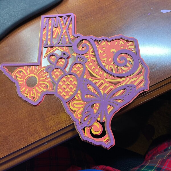 Layered 3D Mandala Texas State SVG 5 Layers | 3D Layered DXF Laser Cut ...