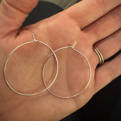 Big Hoop Earrings. Sterling Silver Hoops. Solid 925 Sterling Silver ...