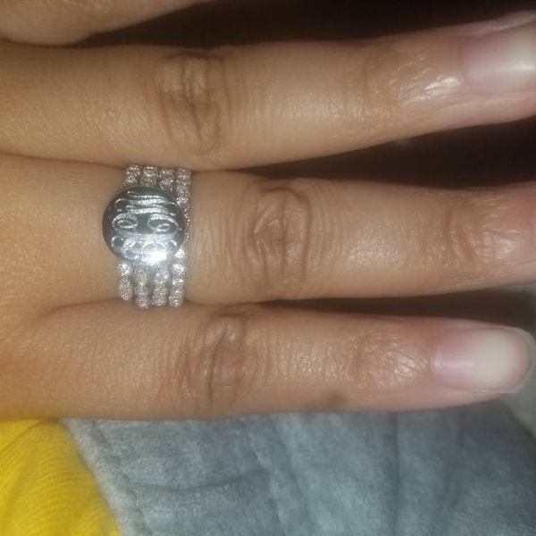 925 Silver CZ Stacking Monogram Ring, Wedding Set, Monogram Stackable Ring, Art Deco, Sterling ...