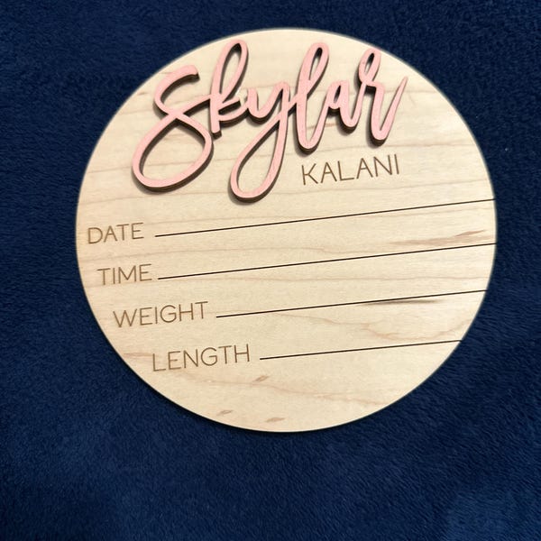 Newborn Baby Stats Sign, Wooden Birth Sign, Hospital Footprint Sign for ...