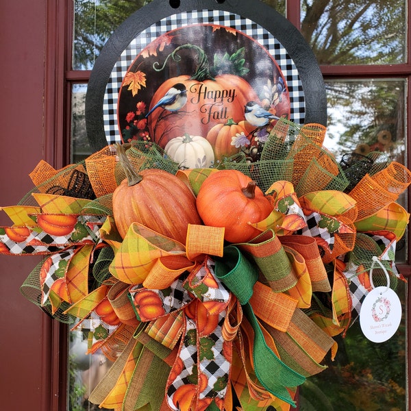 11.75" Round Fall Wreath Sign, Happy Fall Wreath Sign, Personalize It ...