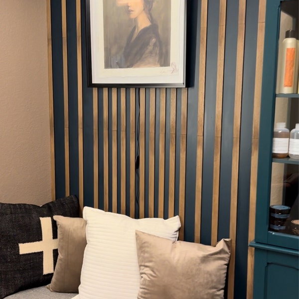 Wood Slat Wall Panel, Apartment Decor, Nerrow Size (30 Mm), Walnut ...