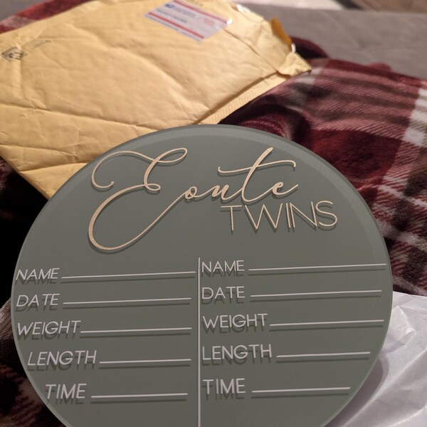 Birth Announcement Sign for Twins, Baby Stat Sign for Twins, Twins ...