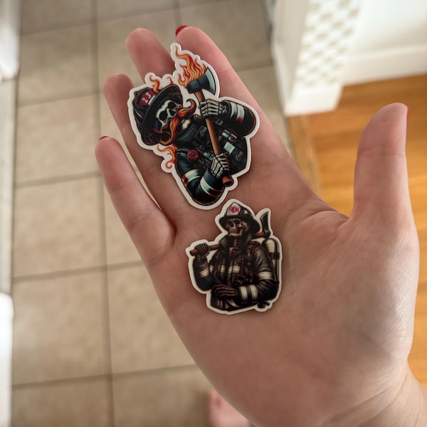 Skeleton Firefighter Sticker, Firefighter, Bunker Gear, Fireman, Ax ...