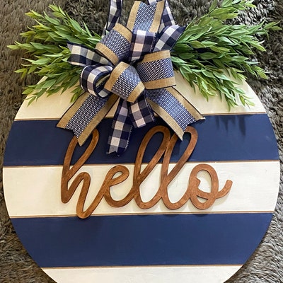 Wooden Hello Unfinished Wood Words DIY Projects Door Hanger Wreath ...