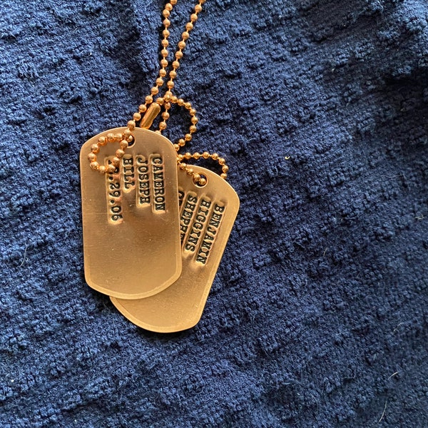 Real Genuine Copper Debossed Military Dog Tags Dogtags CUSTOM PRINTED 4 ...