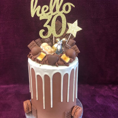 Hello 30 Cake Topper Glitter Card Birthday Cake Topper - Etsy