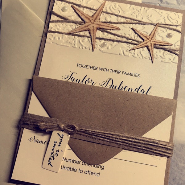 Personalized Beach Wedding Invitation Suite, Beach Themed Wedding ...