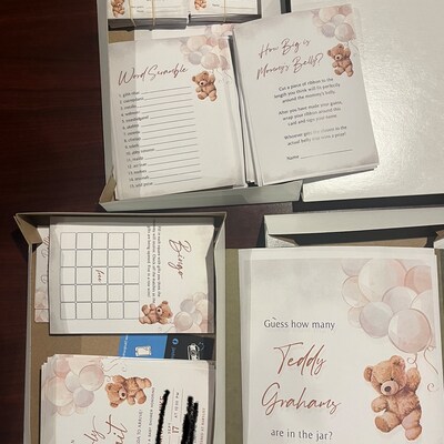 Diaper Raffle Sign Bear Balloons Baby Shower We Can Bearly Wait Teddy ...