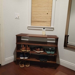 Handcrafted Shoe Rack in Solid Walnut Minimalist Slat Design With ...