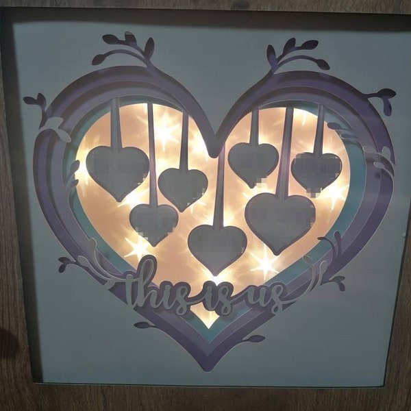 3D This is Us Family Heart Shadow Box With Custom Names, Family Tree ...