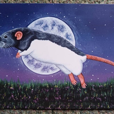 Rat Birthday Card Two Rats Enjoying a Birthday Cake and Party Rat ...