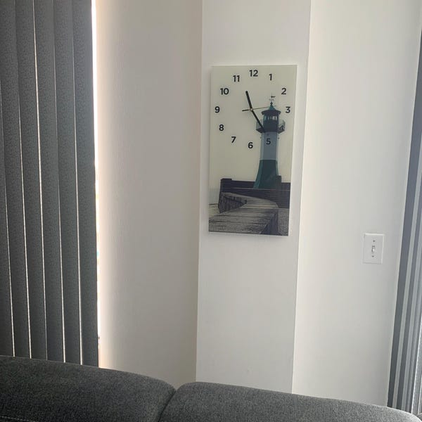 Blue Glass Clock, Blue Printed Clock, Solid Color Modern Wall Clock ...