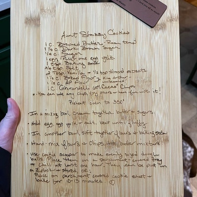Custom Engraved Handwriting Recipe Cutting Board & Charcuterie Board - Etsy