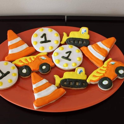 Construction Cookie Cutter Bulldozer, Dump Truck, Traffic Road Cone ...