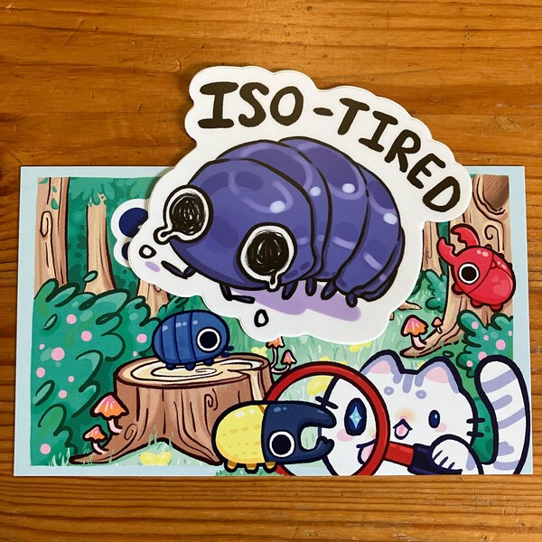 Iso-tired Isopod Bug Nature Glossy Waterproof Sticker Laptop Water ...