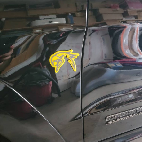 Custom HELLHAWK Head Emblem Fender Badge With Matte Black Hawk - Etsy