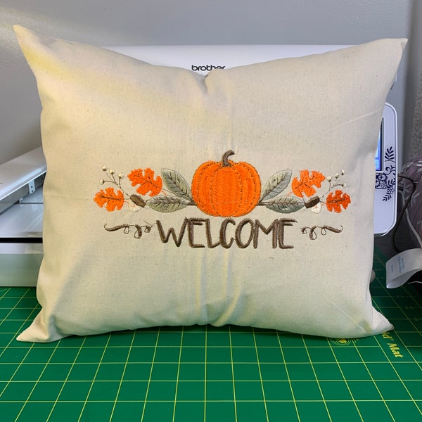 Welcome Fall - Machine Embroidery Design, Thanksgiving Pumpkin Border ...