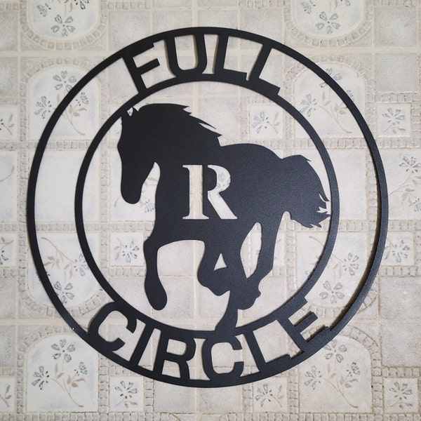 Personalized Horse Metal Sign, Horseshoe Art, Western Decor, Initial ...