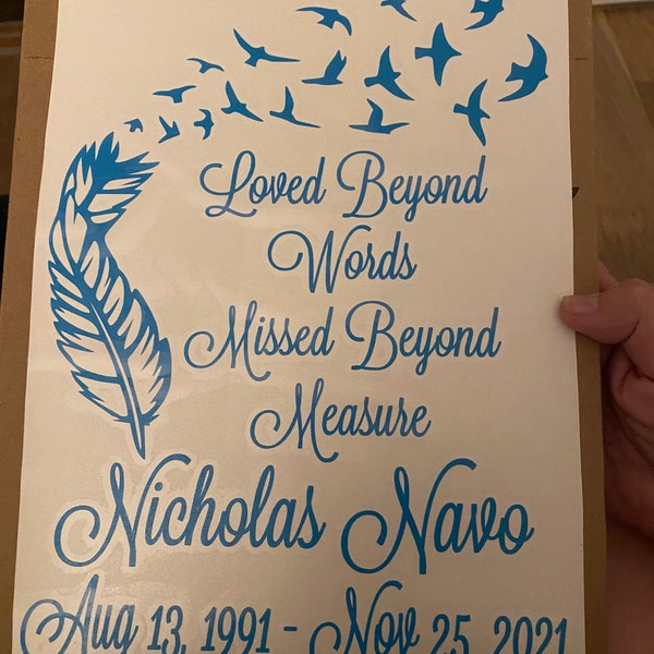 Loved Beyond Words, Missed Beyond Measure Car Decal, in Loving Memory ...