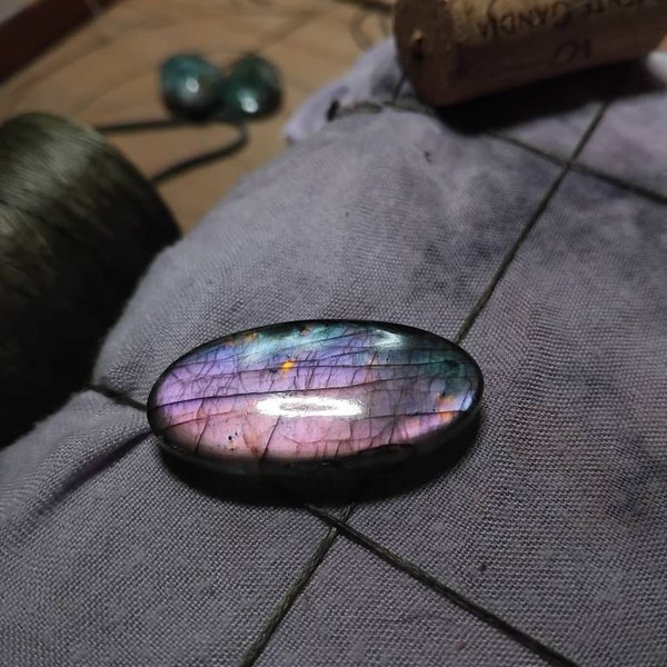 Beautiful Labradorite Rainbow Fire Cabochon Purple and Orange ...