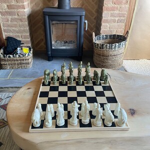 Made to Order Chess Set, Reynard the Fox Design in a Stone and Walnut ...