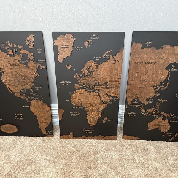 Wooden World Map Wall Art, Push Pin Map, Personalized Travel Map, Above Bed Decor Cork World Map ...