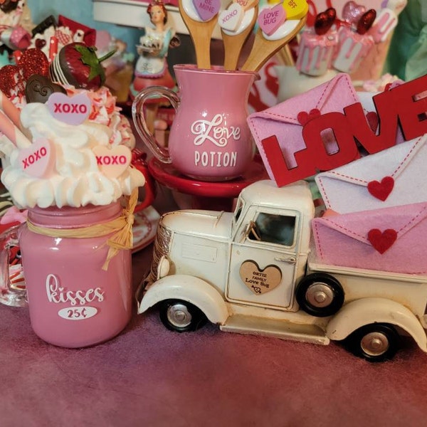 Valentine Faux Coffee Mug Topper Valentine Tier Tray Decor Conversation ...