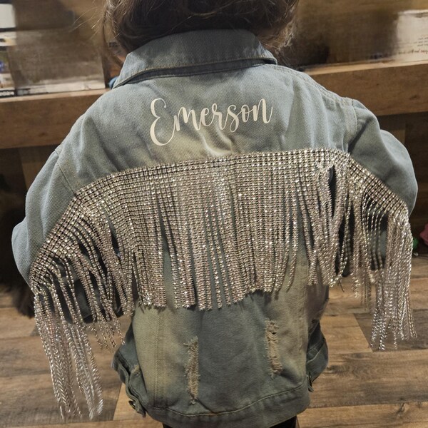 Toddler Rhinestone Fringe Jean Jacket | Bling Jacket | Stay Wild Child ...