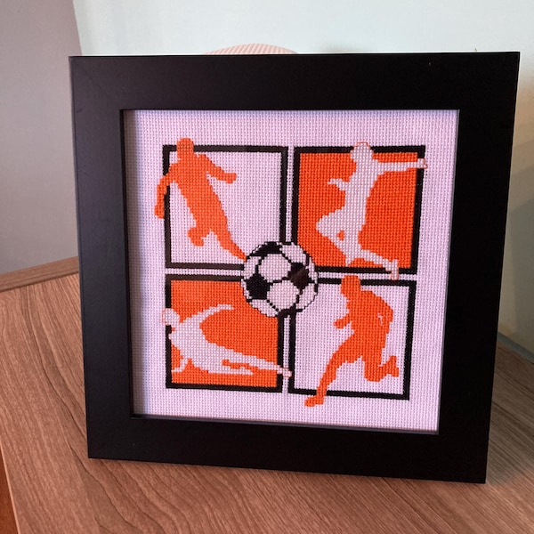 Football Cross Stitch Pattern, Soccer Players Silhouettes, Chart for ...