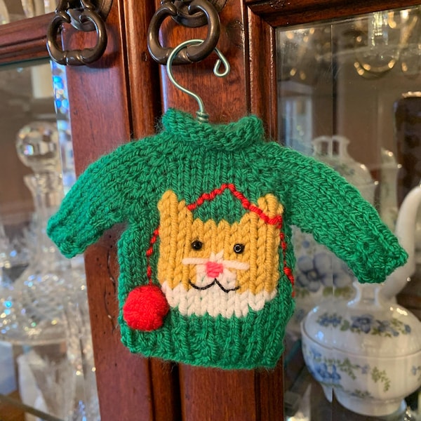 Snowman Face Hand Knit Mini Sweater Christmas Tree Ornament - Etsy