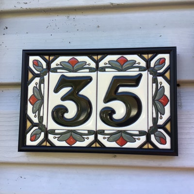 House Numbers Address Tiles Framed Set Custom Address Tiles - Etsy