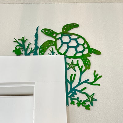 Sea Turtle Metal Door Frame Decoration, Coastal Themed Decor, Turtle ...