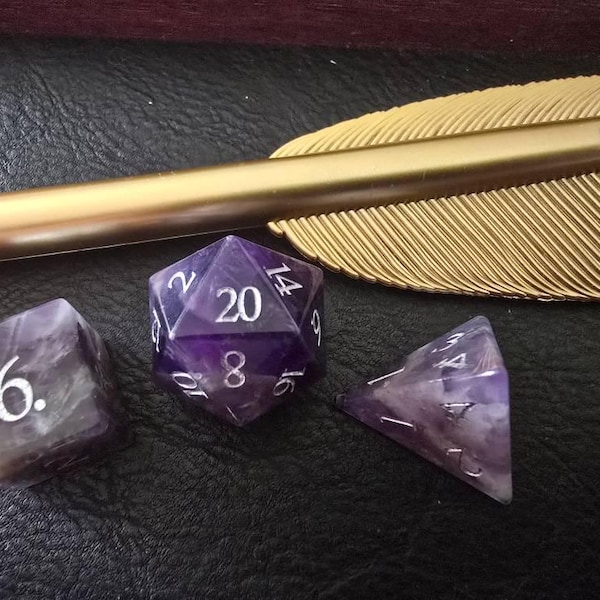 Natural Amethyst Dnd Dice Set |gemstone Dnd Dice Set|| Dnd GM Gift ...