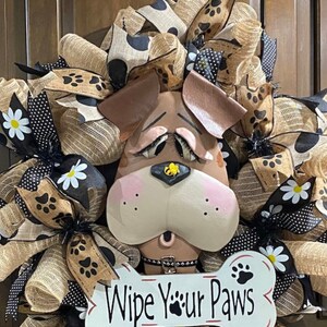 Wipe Your Paws Sign, Pet Sign, Dog Paw Sign, Wreath Sign, Wreath Center ...