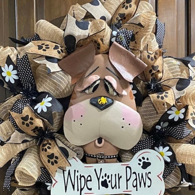 Wipe Your Paws Sign, Pet Sign, Dog Paw Sign, Wreath Sign, Wreath Center ...