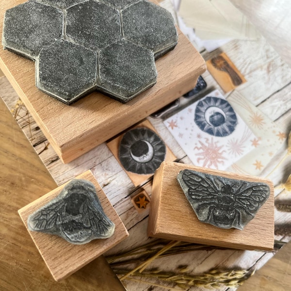 Bee Rubber Stamp - Stamps for Card Making - Honeybee Stamp - Honeycomb ...