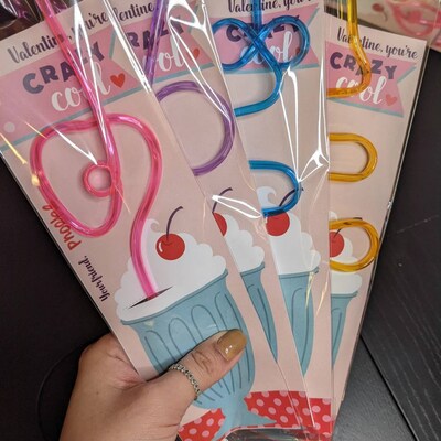 Printable Crazy Straw Valentine Milkshake Card Non Candy Valentine's ...