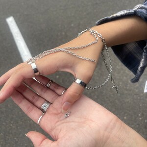 Handmade Five Finger Chain Rings Adjustable Cross Chain - Etsy