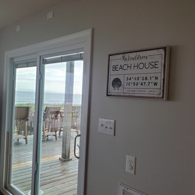 Vintage BEACH HOUSE Sign Custom Lattitude Longitude Coordinates, Family ...